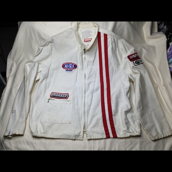 Worth | Jackets & Coats | Vintage Worth White Racing Jacket Chevrolet ...